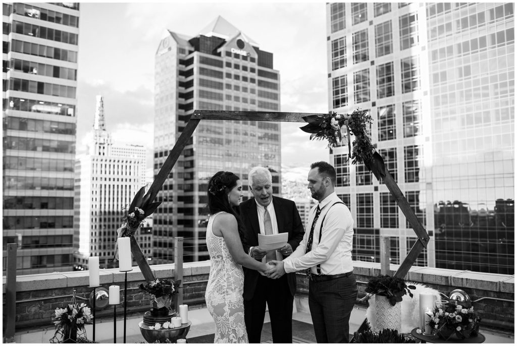 Zach + Katie | Rooftop Elopement | The Clift Building, Salt Lake City ...